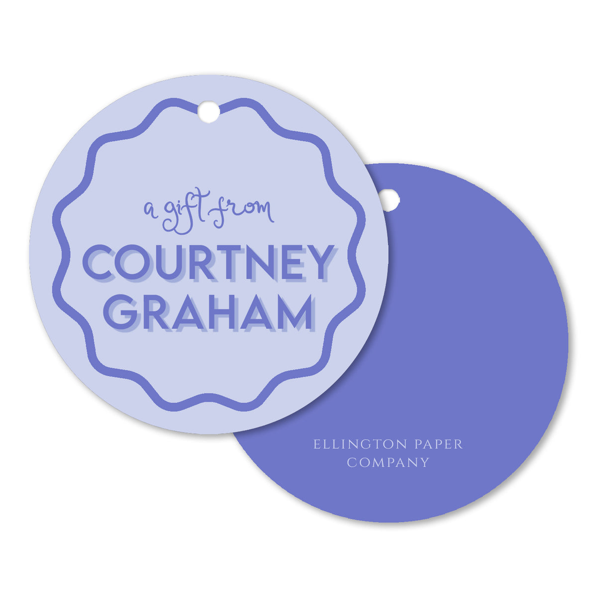 Periwinkle Two-Tone Circle Gift Tags and Stickers, Block – Ellington ...