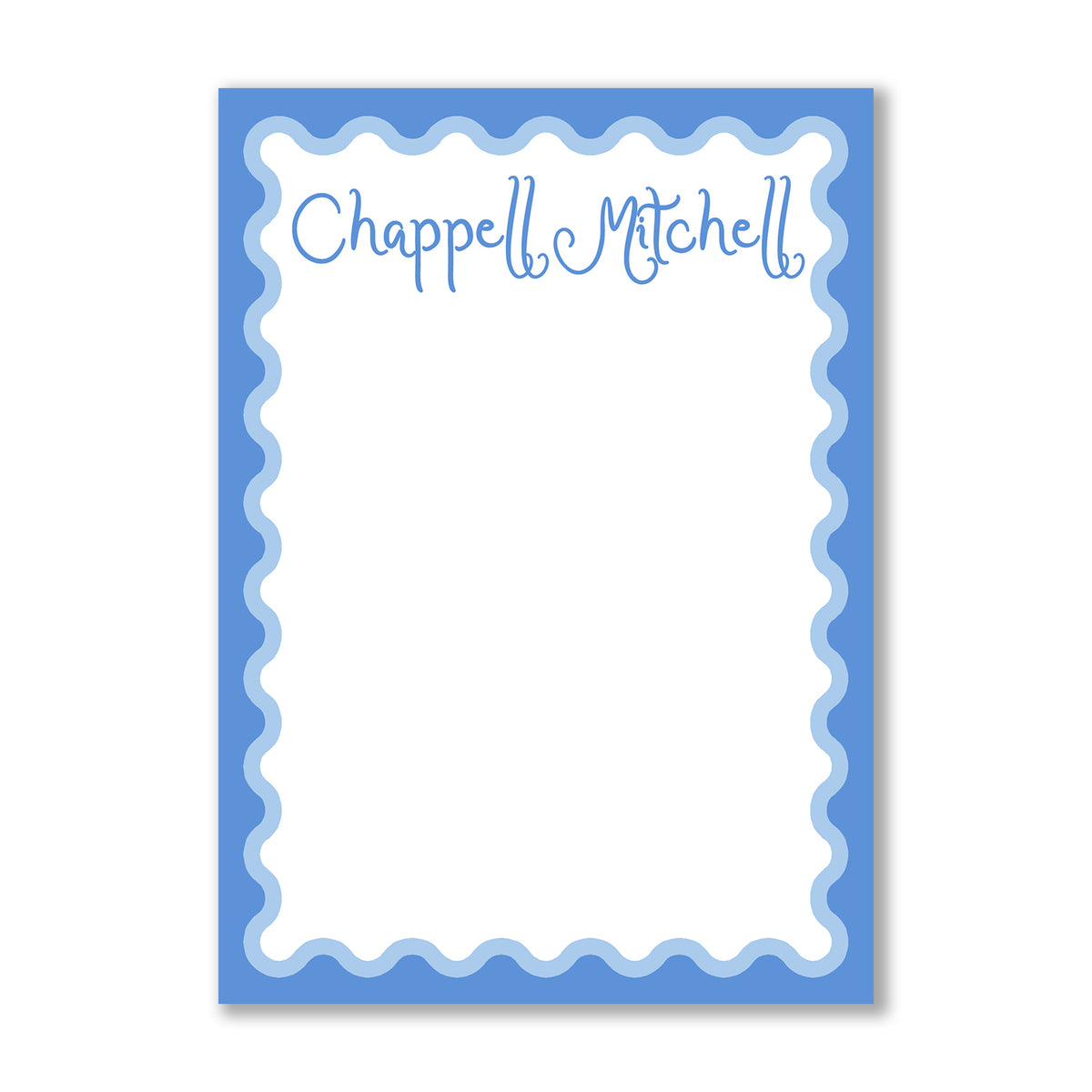 Blue Scallop Notepad, Script – Ellington Paper Company